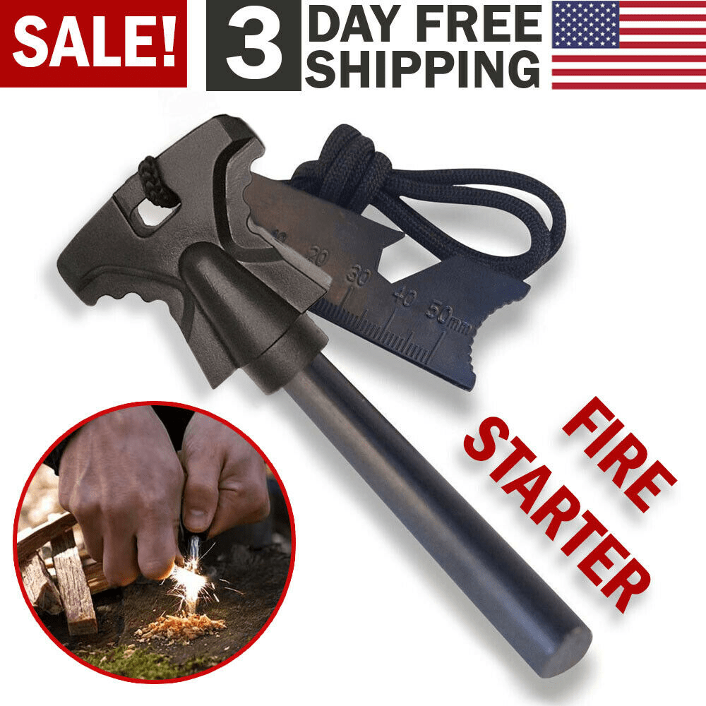 Fire Starter Flint Steel Striker Ferro Rod Waterproof Firesteel Camping ...