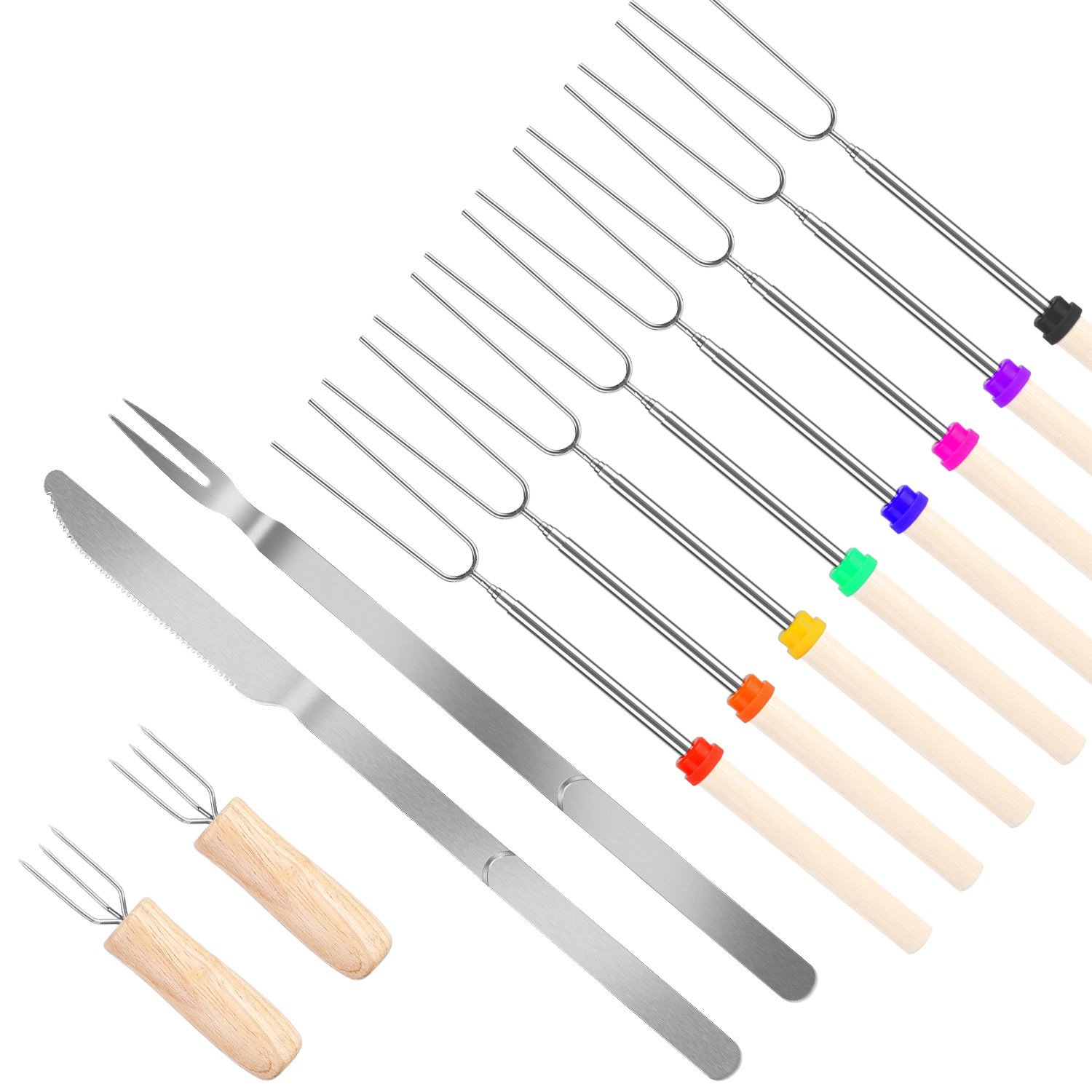 Stainless Steel Roasting Sticks Set 31.9in Extendable Telescoping ...