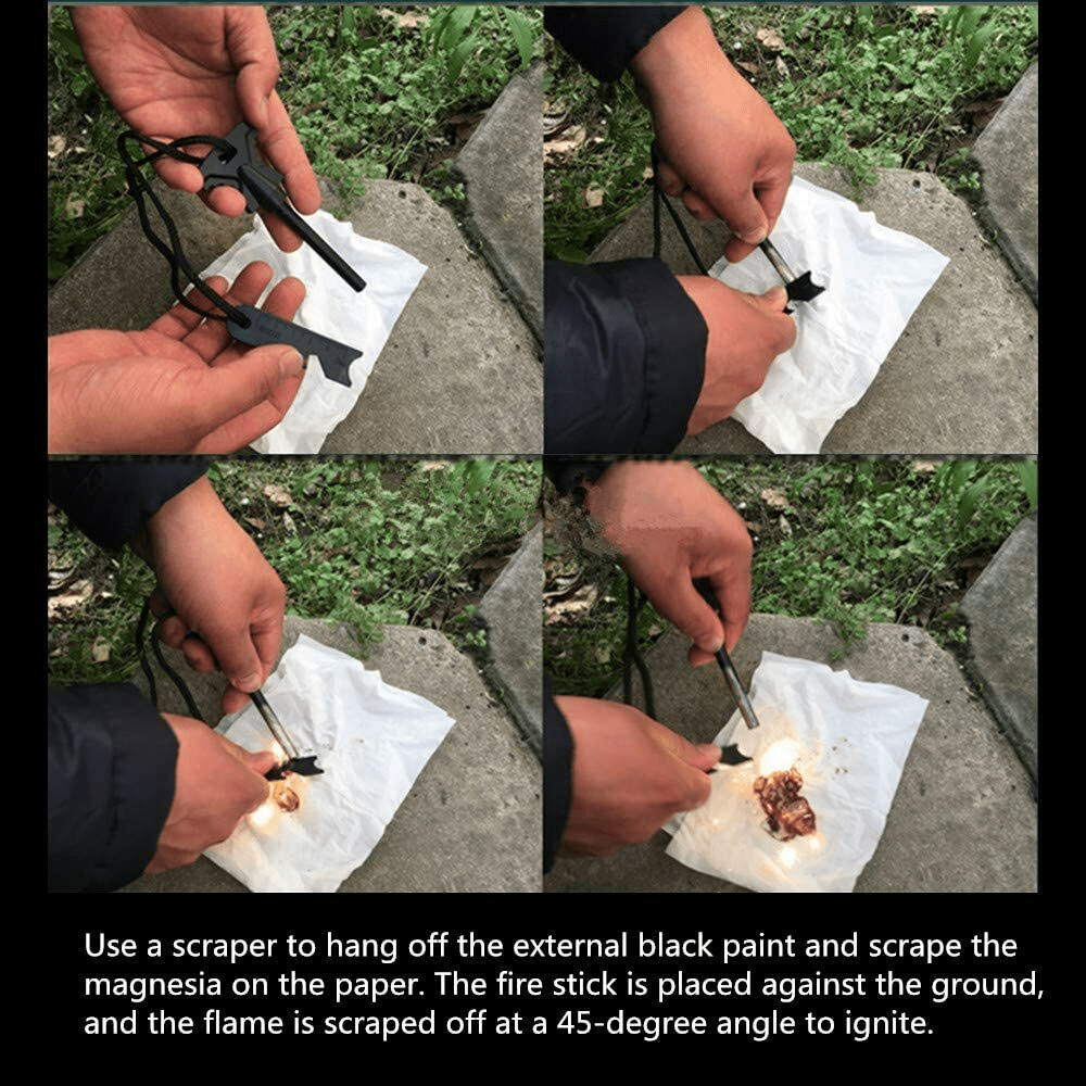 Fire Starter Flint Steel Striker Ferro Rod Waterproof Firesteel Camping ...